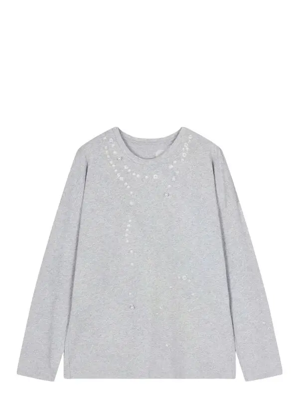 JNBY Pearl-embellished Long-sleeve T-shirt - Grey