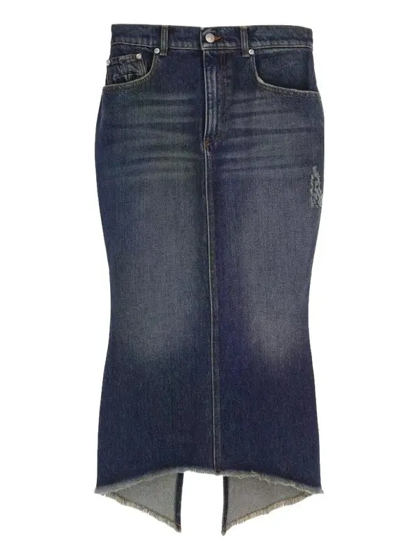 Matieres Fecales Distressed Asymmetric Midi Skirt - Blue