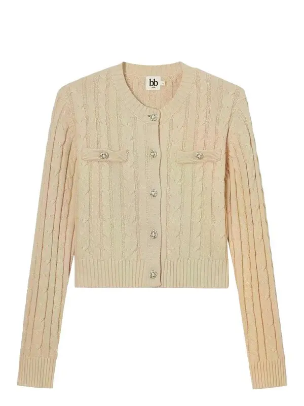 B+AB Cable-knit Button-up Cardigan - Neutrals
