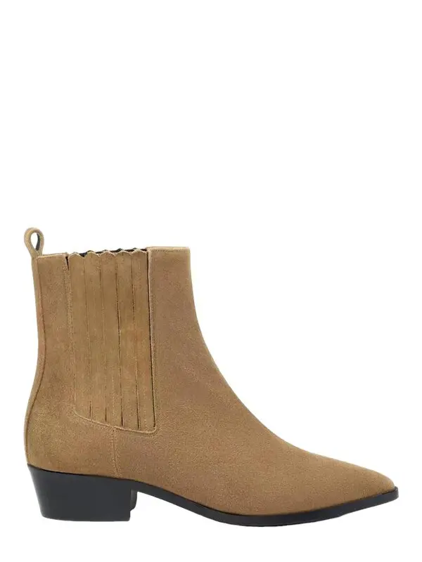 SCAROSSO Olivia Pleated Suede Chelsea Boots - Brown