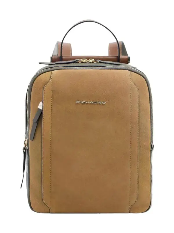 PIQUADRO Suede Leather Backpack - Neutrals