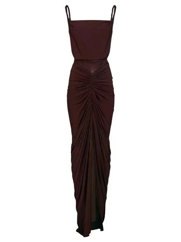 Rick Owens Nadia Ruched Cowl-neck Maxi Dress - Red