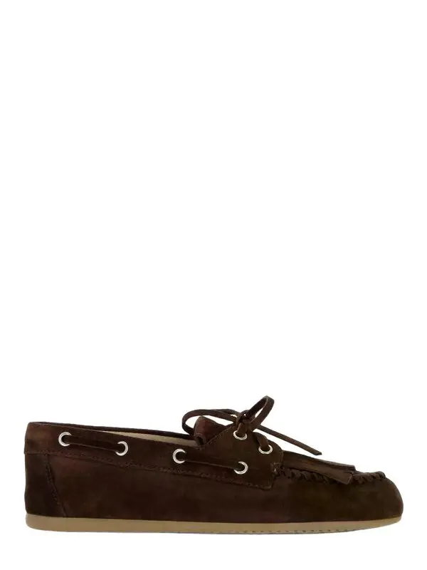 Miu Miu Fringe-detail Suede Loafers - Brown