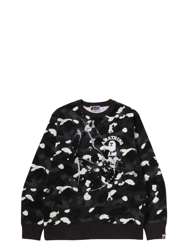A BATHING APE City Camo Painting Crewneck Sweatshirt - Black