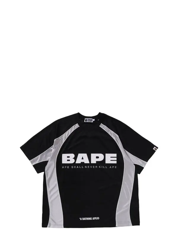 A BATHING APE Solid Camo Jacquard Multilogo Relaxed Fit Football Jersey - Black