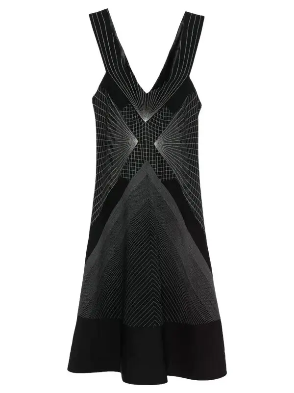 JEAN PAUL GAULTIER 2000s Geometric-print Sleeveless Dress - Black