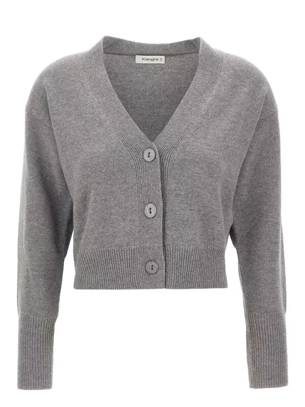 KANGRA V-neck Cropped Cardigan - Grey