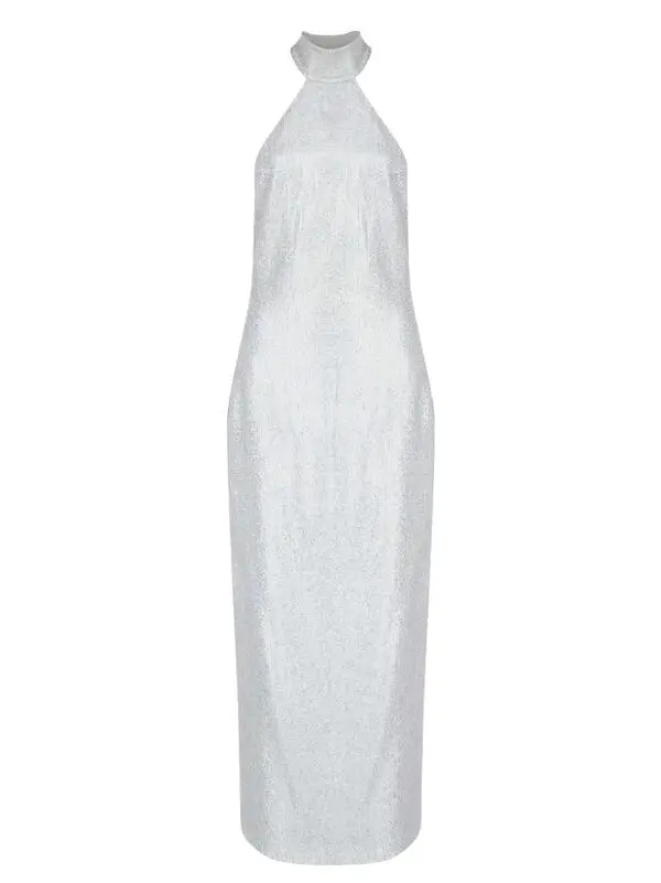 Zeynep Arçay Sequin-embellished Halterneck Maxi Dress - Grey