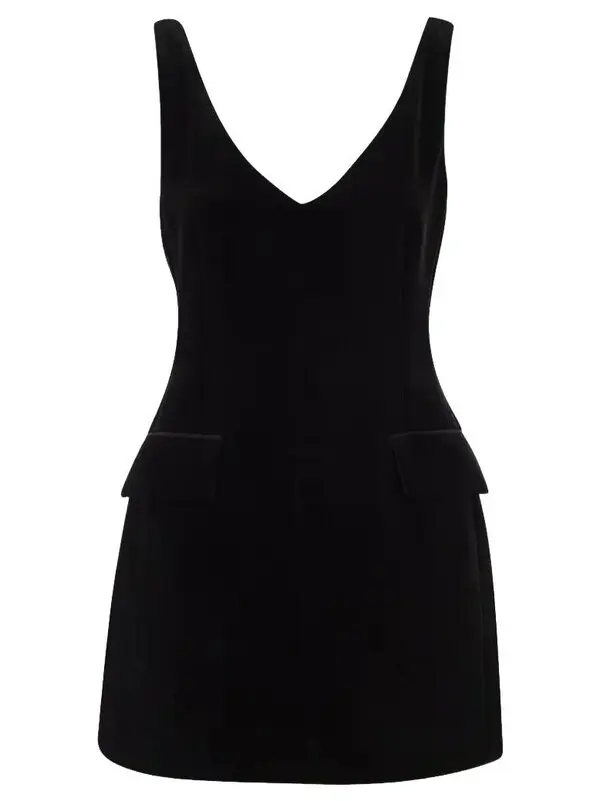 Sportmax Tefrite V-neck Flap-pocket Mini Dress - Black