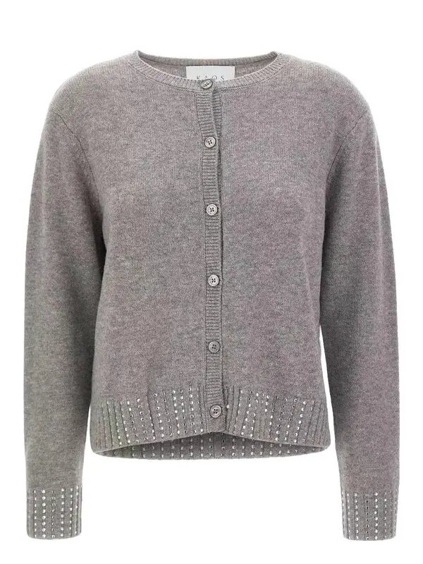 KAOS Rhinestone-embellished Wool Cardigan - Grey