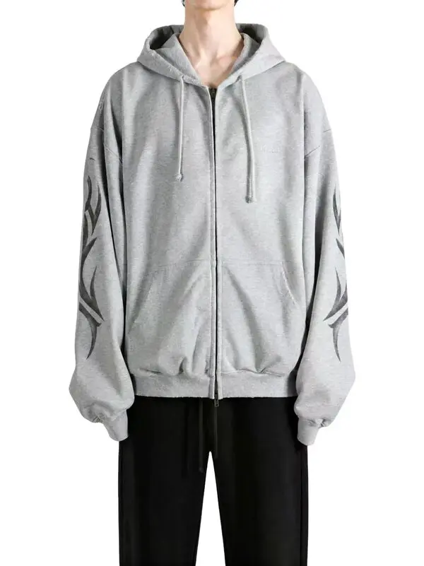 Vetements Graphic-print Zip-up Hoodie - Grey