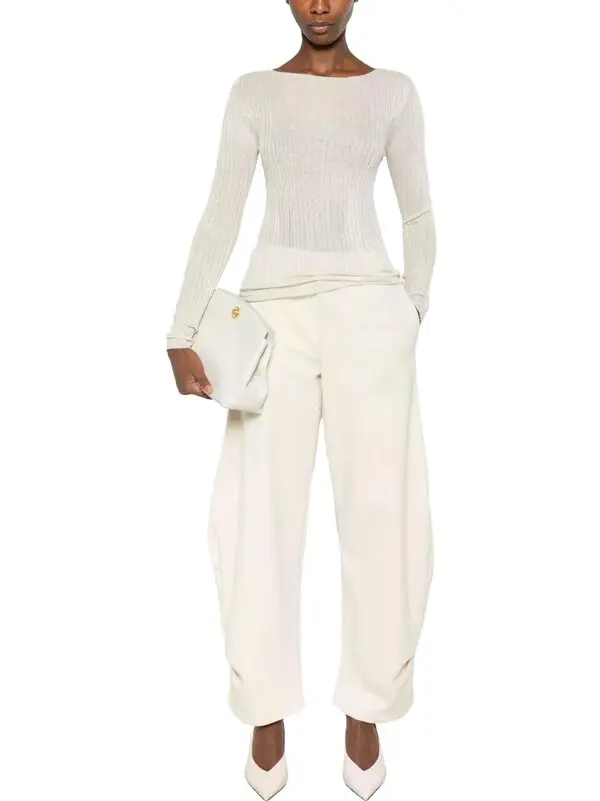 AROVESCIO Ribbed-knit Boat-neck Sweater - Neutrals