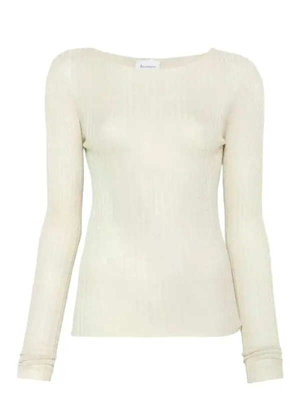 AROVESCIO Ribbed-knit Boat-neck Sweater - Neutrals