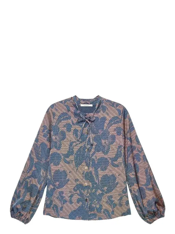 Malìparmi Sweet Foliage Tie-neck Shirt - Blue