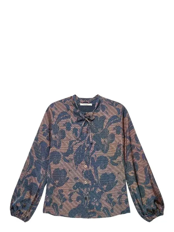 Malìparmi Sweet Foliage Tie-neck Shirt - Blue
