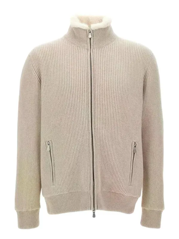 GRAN SASSO Ribbed-knit Cashmere Cardigan - Neutrals