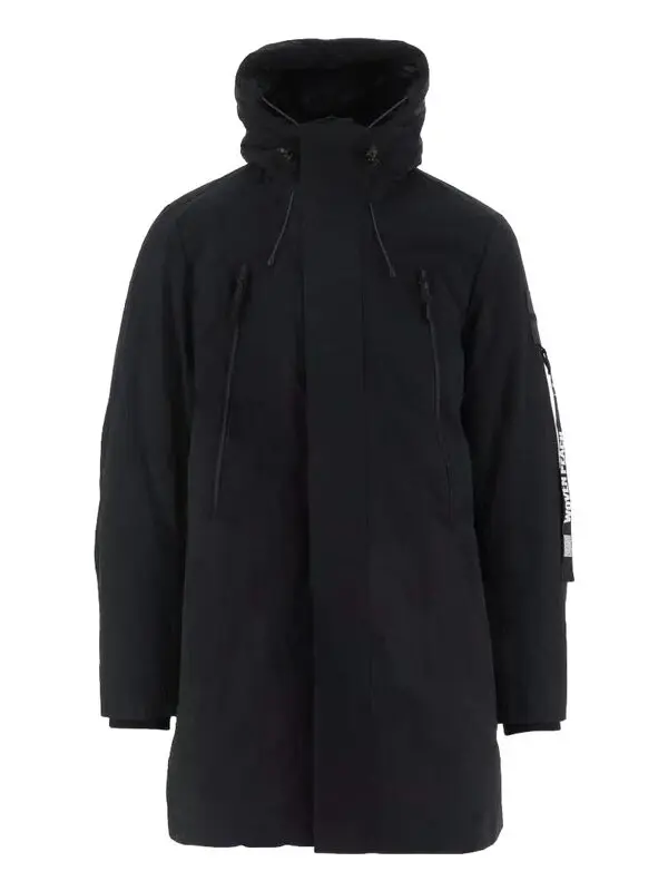 OUTHERE Woven Peach Hooded Coat - Black