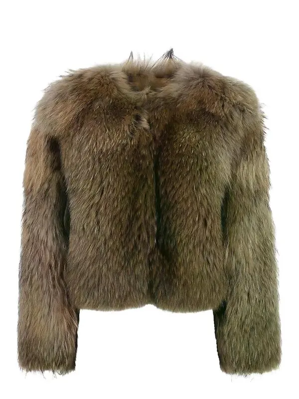 SWORD 6644 Collarless Faux-fur Jacket - Brown