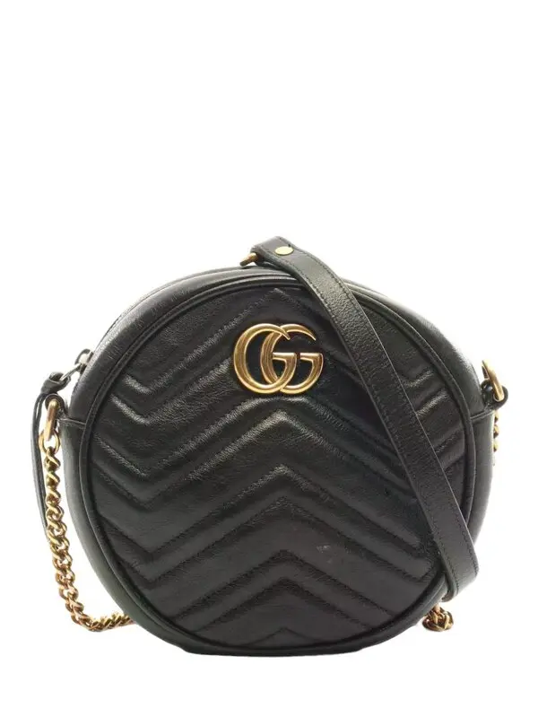Gucci 2000s Gg Marmont Round Shoulder Bag - Black