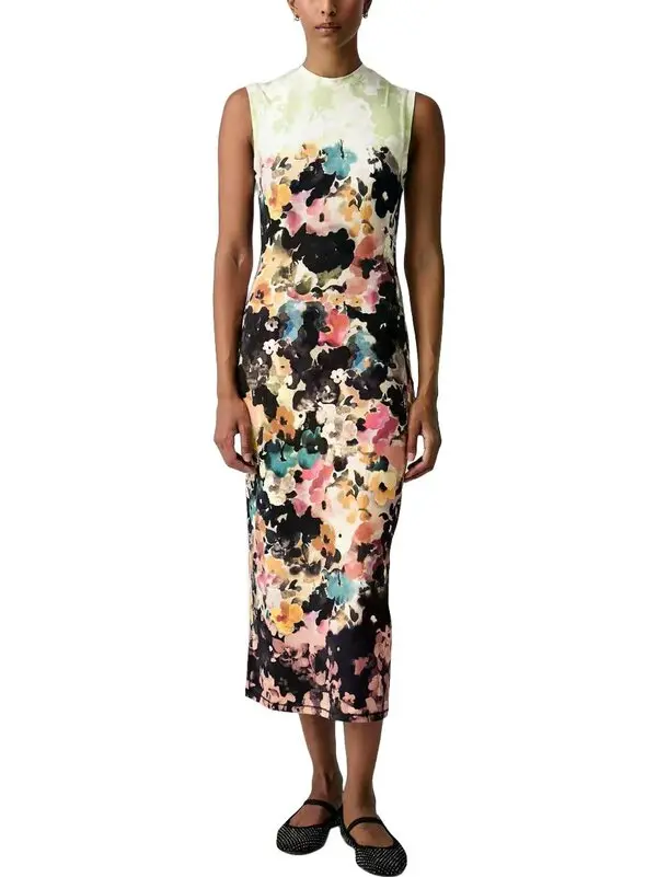 Stine Goya Floral-print Sleeveless Midi Dress - Black