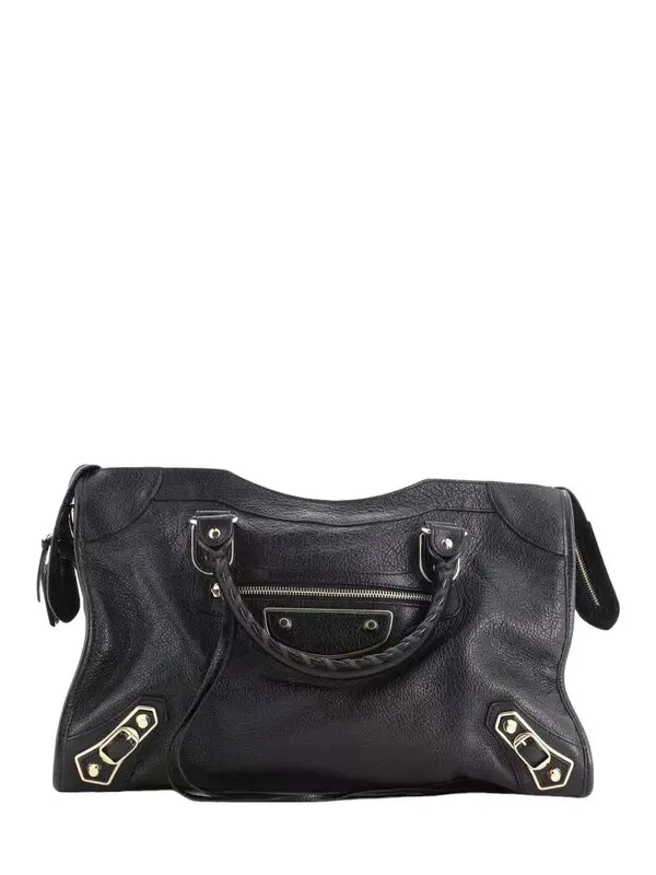 Balenciaga City Classic Metallic Edge Bag Leather Medium Satchel - Black