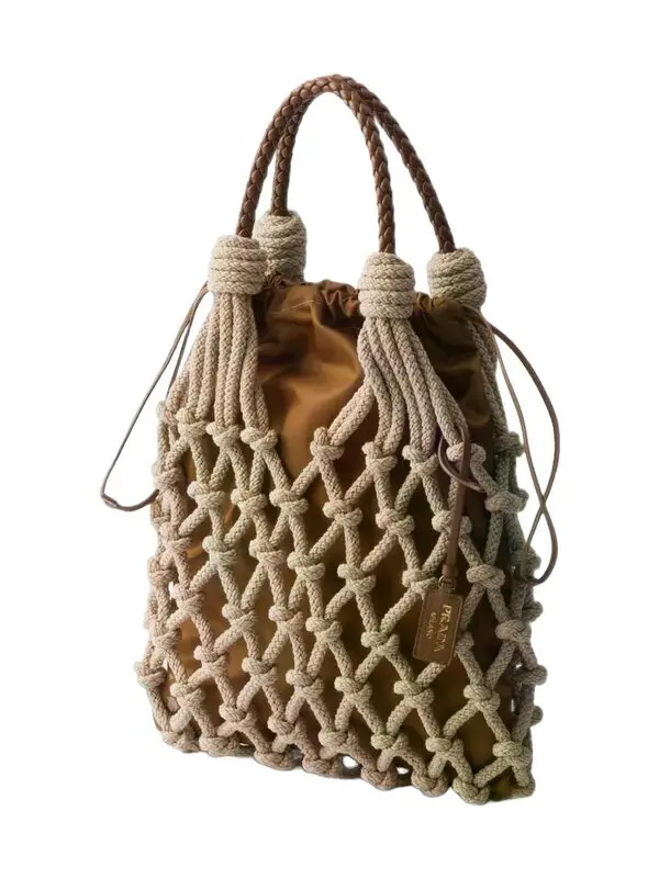 Prada Noué Medium Cotton Macramé Bag - Brown