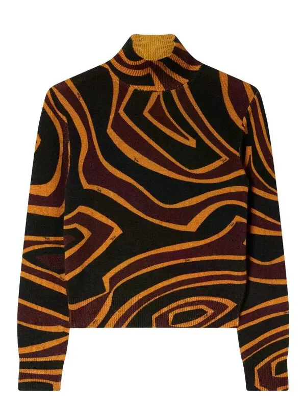 Emilio Pucci Labirinto Print High-neck Wool Sweater - Black