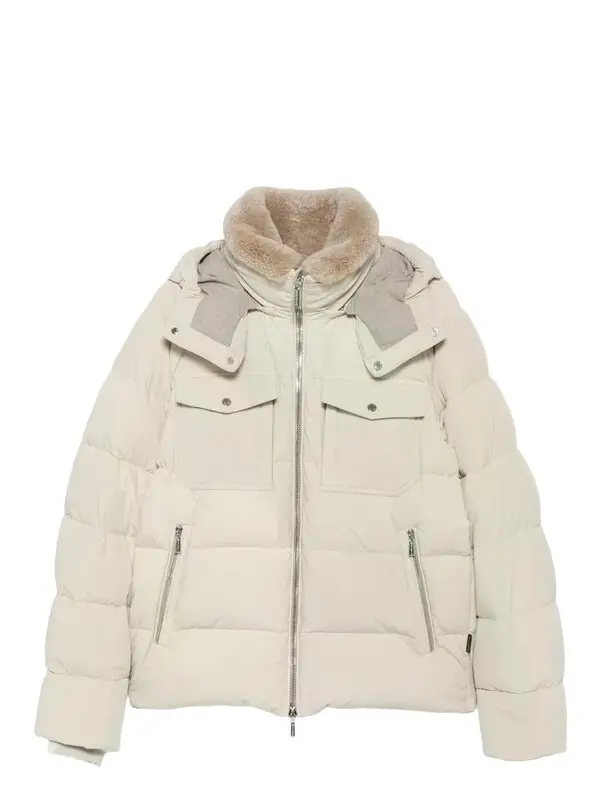 MOORER Alarick Shearling-collar Quilted Jacket - Neutrals