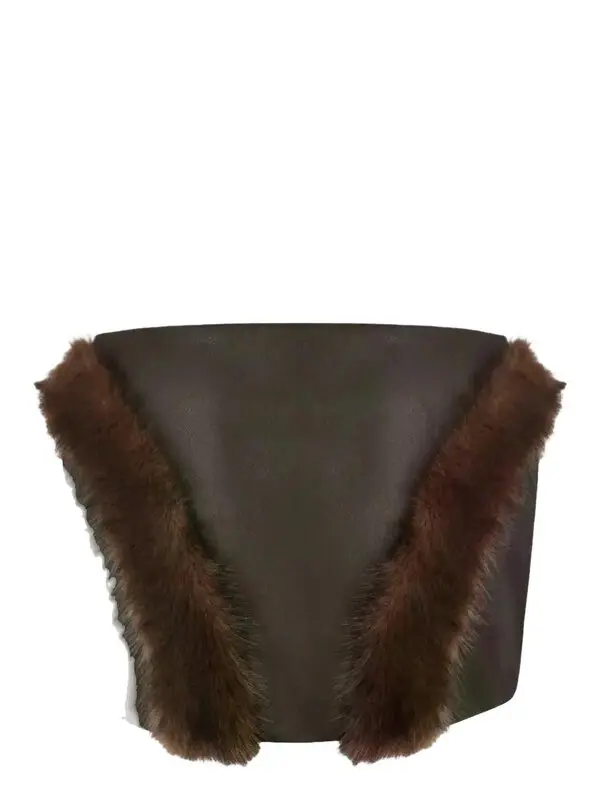 OW Bela Faux-fur Panel Mini Skirt - Brown