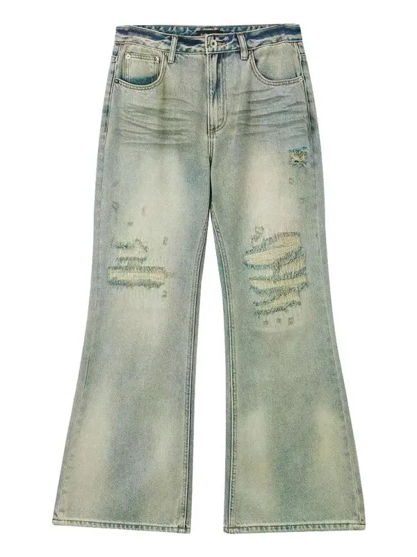 TOUT A COUP Distressed Flared Jeans - Blue