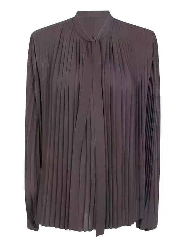 TOM FORD Pleated Bow-detail Shirt - Grey