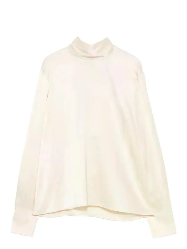 Maje Bow-detail High-neck Top - Neutrals