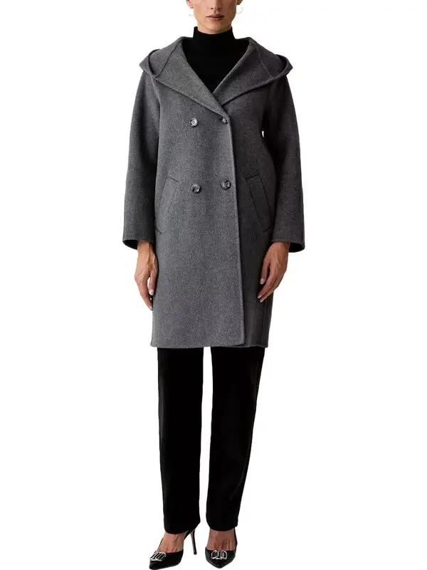 SILVIAN HEACH Double-breasted Hooded Coat - Grey