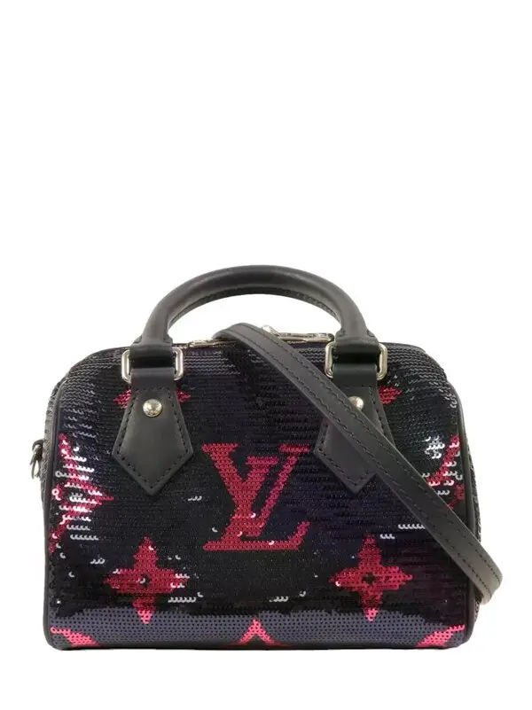 LOUIS VUITTON Mini 18 Speedy Bandoulière Sequin Tote Bag - Blue
