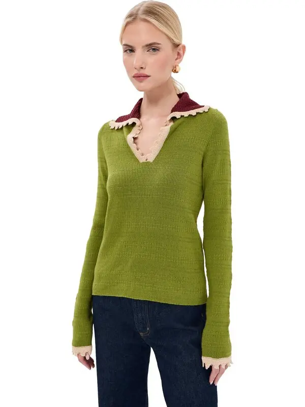 La DoubleJ Picket Polo Sweater - Solid