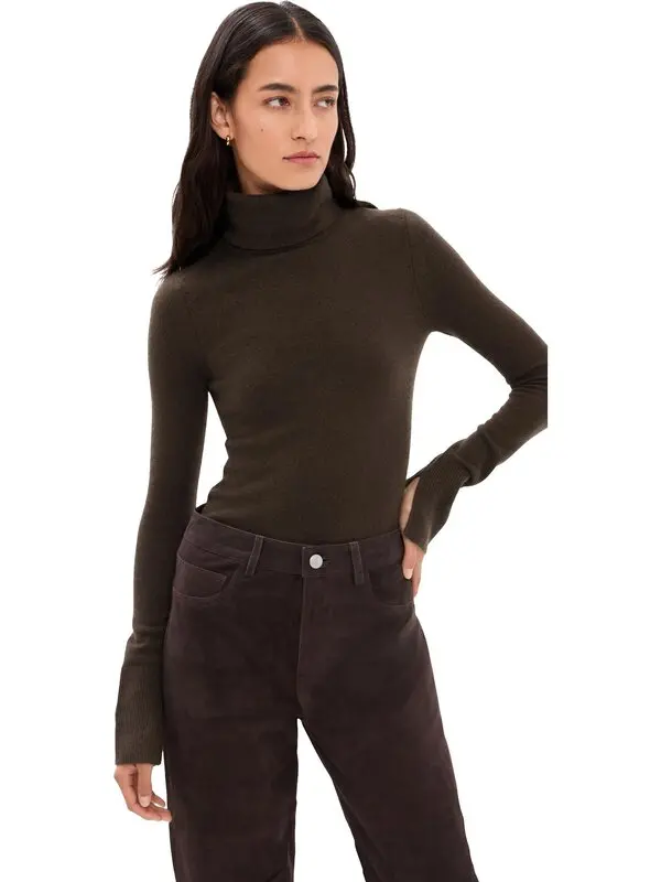 Simkhai Fenwick Cashmere Turtleneck Pullover - Chocolate