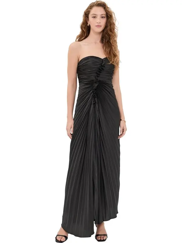 AMUR Alexandra Pleated Gown - Willow Ash