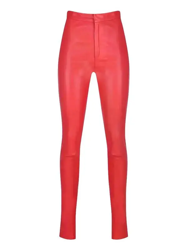 Zeynep Arçay High-waisted Leather Trousers - Red