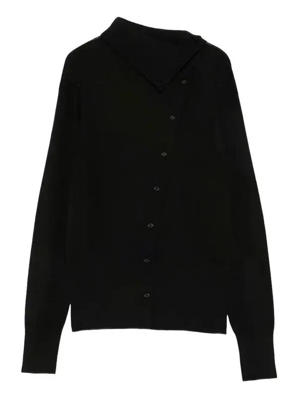 JUUN.J Asymmetric Button-fastening Cardigan - Black