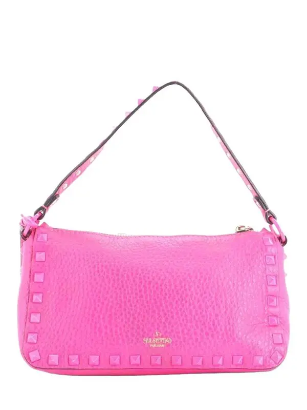 Valentino Garavani Rockstud Zip Pochette Leather Small Shoulder Bag - Pink