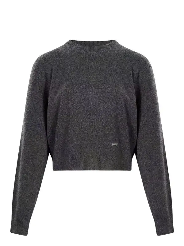 Victoria Beckham Logo-plaque Drop-shoulder Sweater - Grey