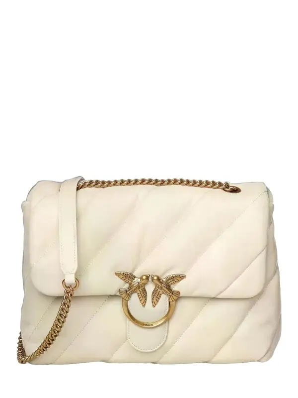 Pinko Quilted Leather Shoulder Bag - Neutrals