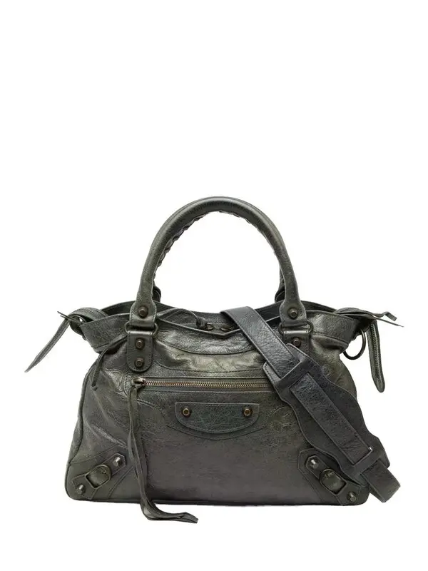 Balenciaga 2000-2026 Lambskin Motocross Classic Town Satchel - Grey