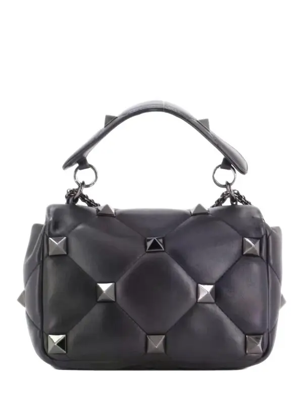 Valentino Garavani Roman Stud Flap Bag Quilted Leather Medium Crossbody Bag - Black