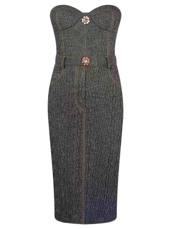Moschino Embellished Strapless Midi Dress - Grey