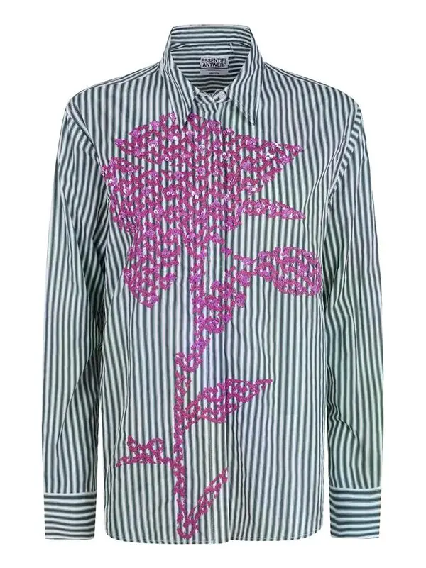 Essentiel Antwerp Kdot Sequin-embellished Striped Shirt - White