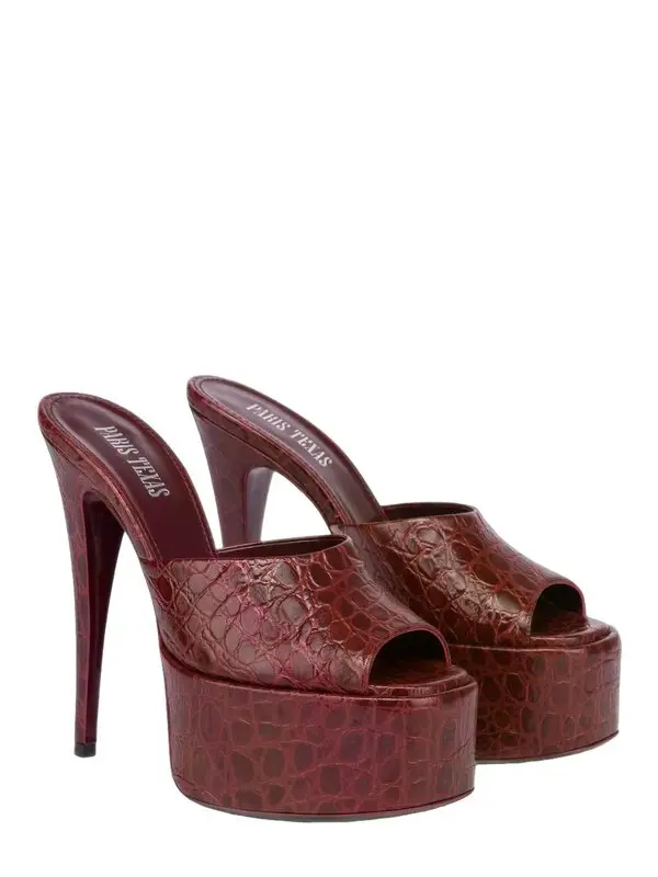 Paris Texas Marina Crocodile-effect Platform Mules - Red