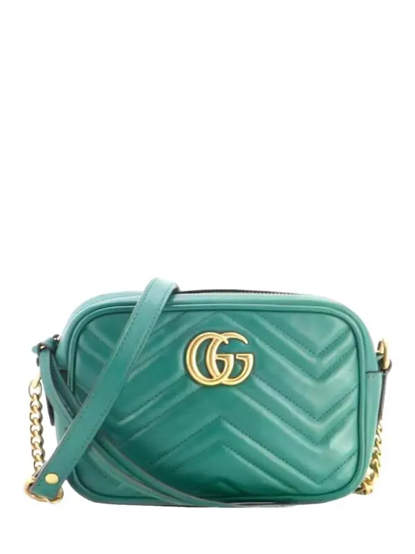 Gucci Gg Marmont Shoulder Bag Matelasse Leather Mini Crossbody Bag - Green