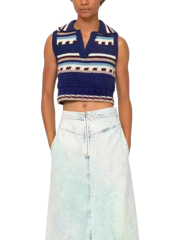 Sea Sutton Crochet Sweater Vest - Blue