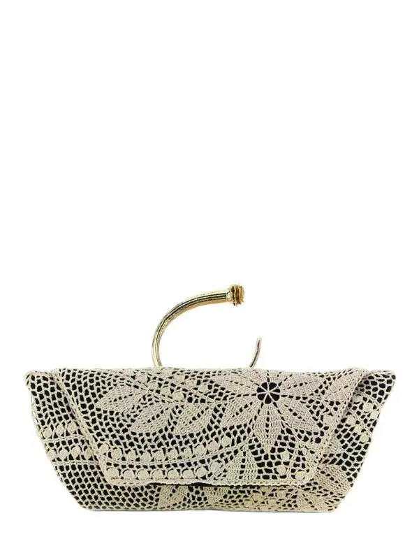 Magda Butrym Bracelet Floral-crochet Envelope Clutch Bag - Neutrals